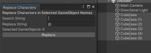 Editor Tool Replace String In Selected Gameobjects Names Unity Coding Unity3d